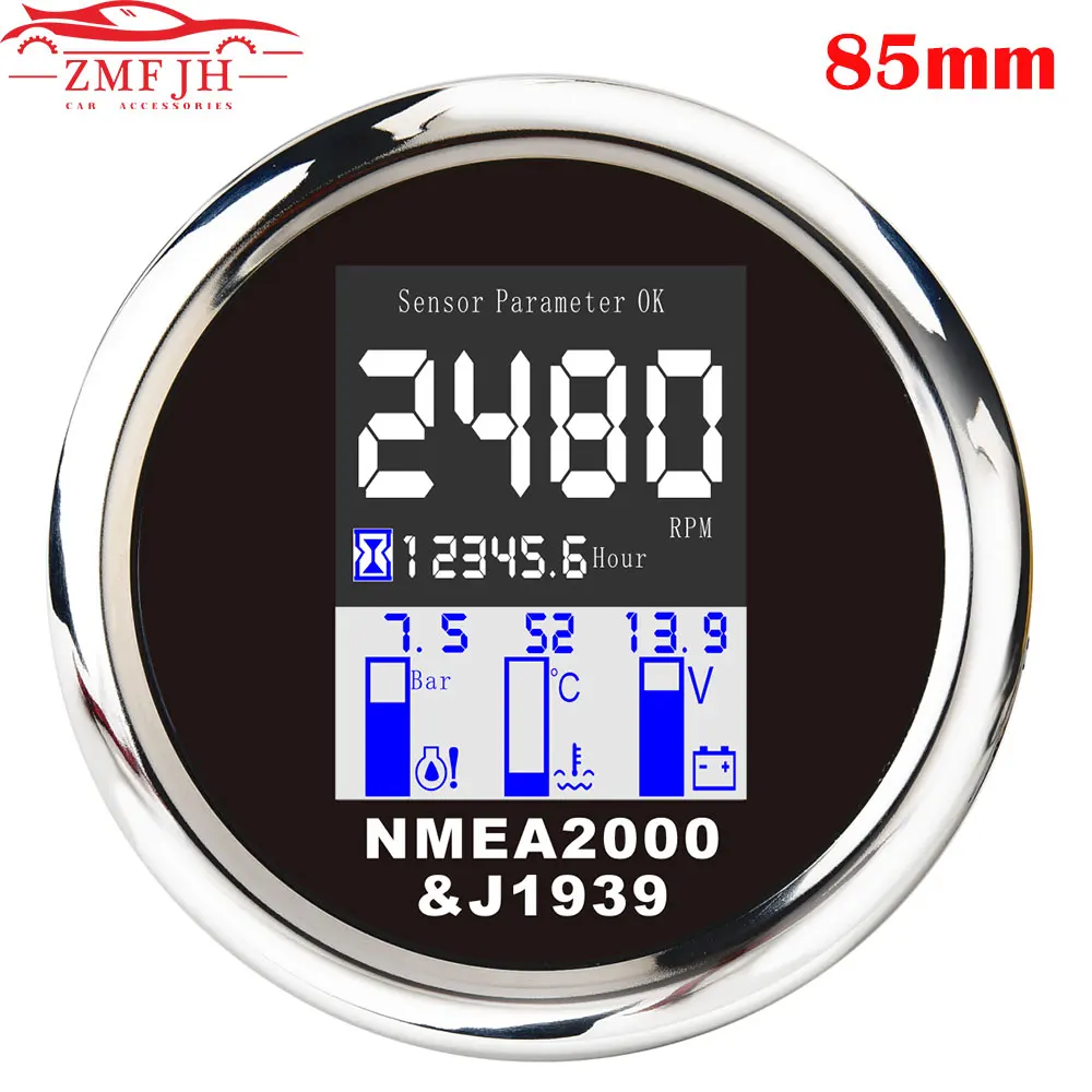 NMEA 2000 Multi functional 4 in 1 Gauge 85mm Digital Tachometer Water ...