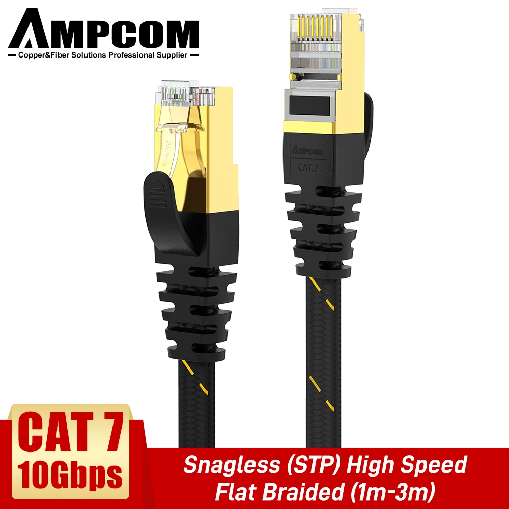 AMPCOM Ethernet Cable RJ45 Cat7 Lan Cable 1M 1.5M 2M 3M STP RJ 45 Flat ...