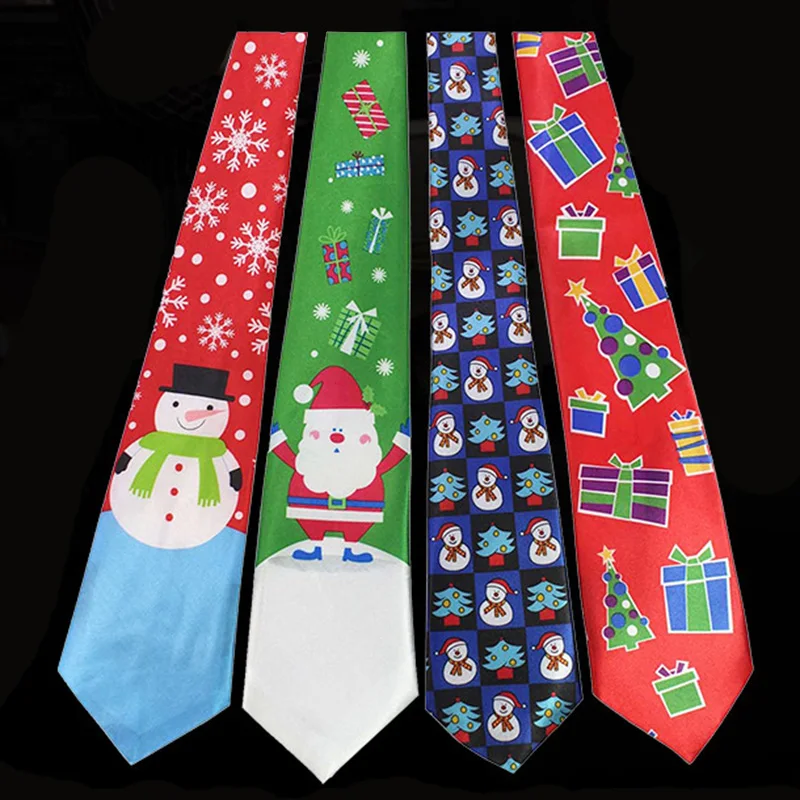 9-5cm-Christmas-Tie-Red-Green-Santa-Claus-Snowman-Tree-Print-Neck-ties ...