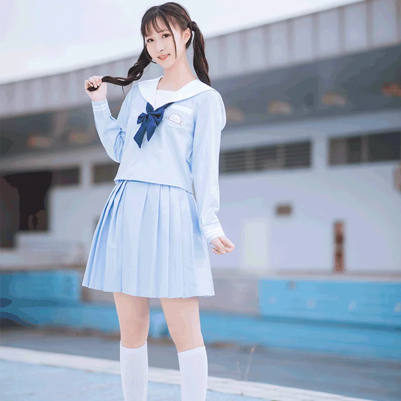 Saia-de-uniforme-escolar-japon-s-azul-claro-uniforme-de-escola-jk ...