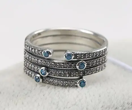 925 스털링 실버 반지 매력 Diy 여름 반짝 이는 바다 반지 서리가 내린 민트 & 지우기 CZ 쥬얼리와 호환 가능|925 sterling silver ring ...