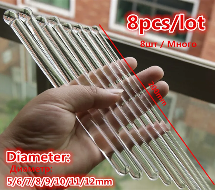 8pcs/Set Diameter 5-12mm Glass Penis Plug Urethral Dilators Sound ...