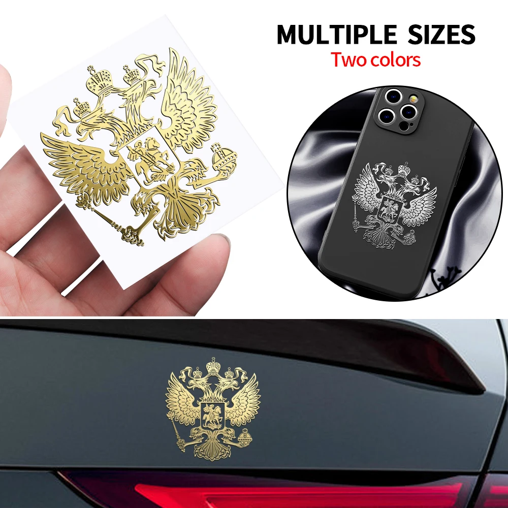 3D Nickel Metal Coat of Arms of Russia Car Window Body Sticker Russian ...