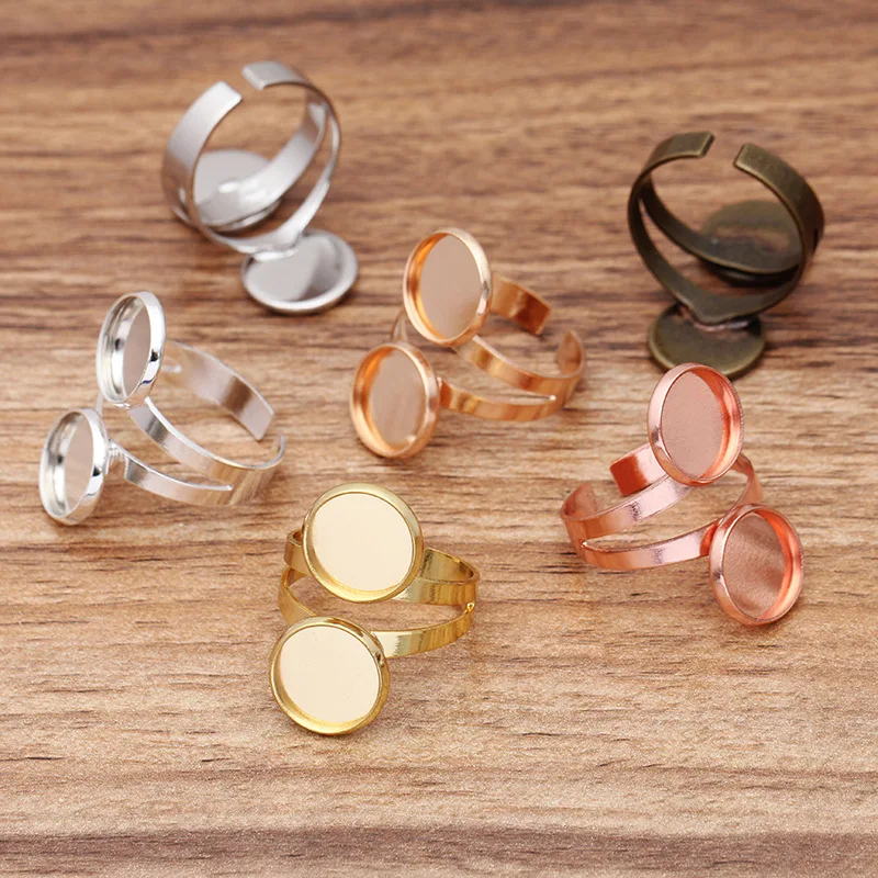 200p Open Ring Bases Settings Blanks With 10mm 12mm Round Double Smooth ...