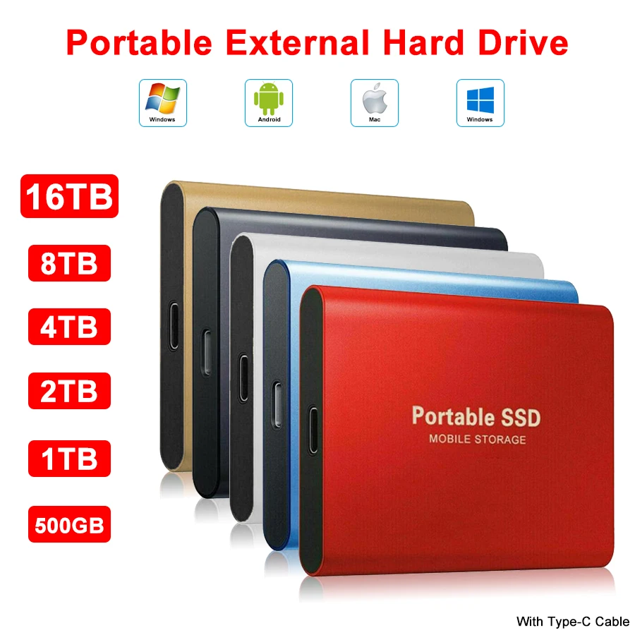 M2 Ssd 16 테라바이트 외장형 솔리드 스테이트 드라이브 8 테라바이트 저장 장치 하드 드라이브 컴퓨터 휴대용 Usb31 Ssd 모바일 하드 드라이브 1 테라바이트
