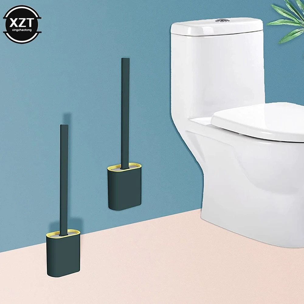 BROSSE WC,Rose--Brosse de toilette anti fuite'eau, avec base en Silicone, tête plate, poils ...