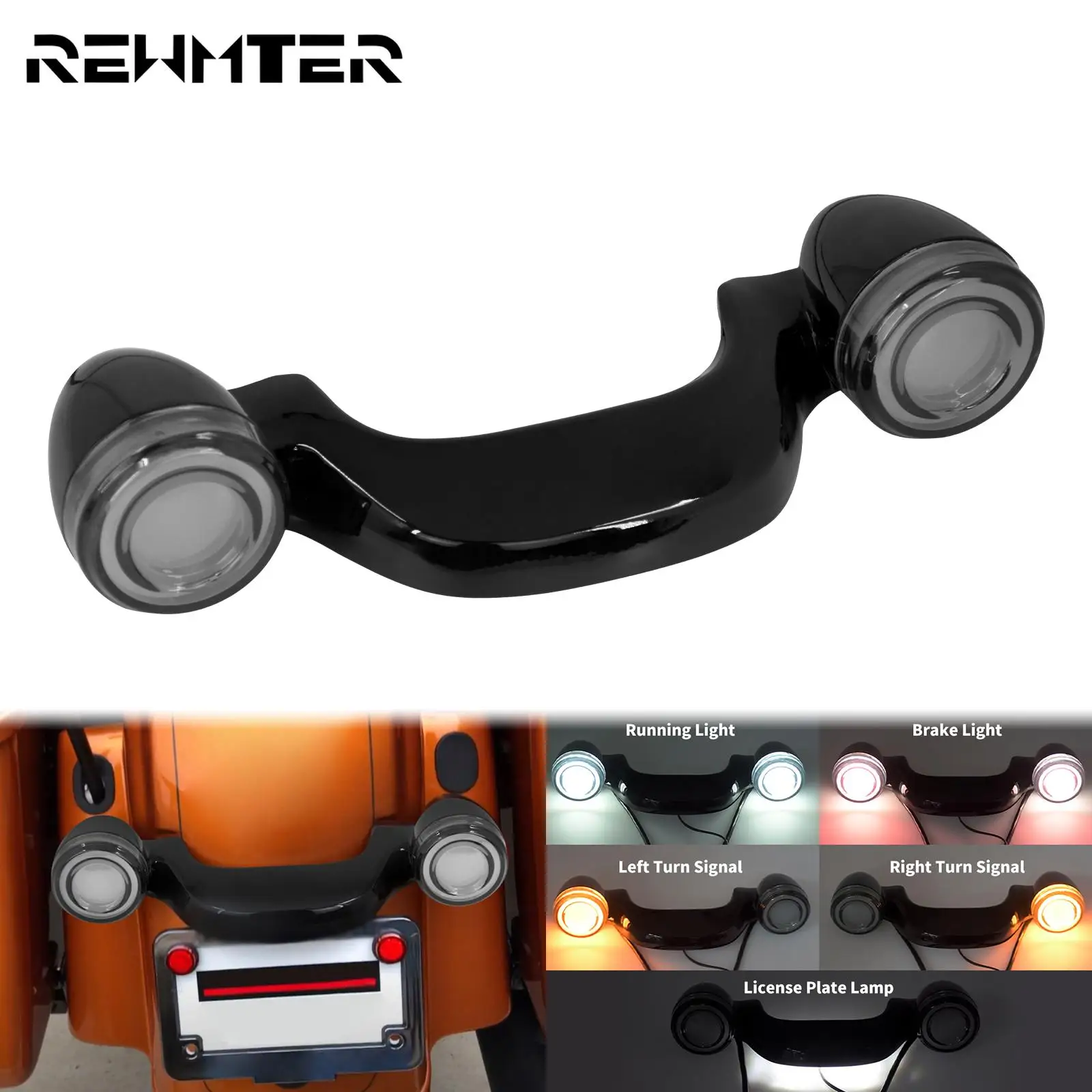 Motorcycle-Rear-LED-Turn-Signal-Brake-Light-Bar-License-Plate-Lamp-For ...