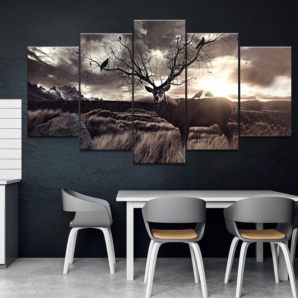 Home Decor Printed Modern Canvas Living Room Frame Hd Pictures 5 Panel