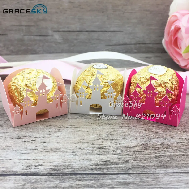 60pcs Laser Cut Castle Candy Bar Box Wedding Favor Chocolate Bar Baby ...