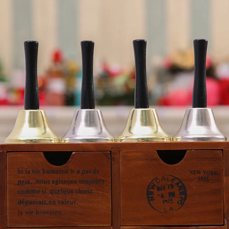 Christmas Handheld Bell Decorations Santa Claus Silver Gold Hand ...