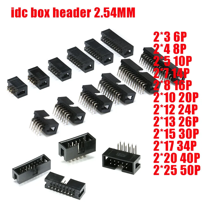 수 소켓 IDC 박스 헤더, PCB 커넥터, 더블 로우 DC3 헤더, 10P, 20P, 26 P, 34/40 핀, 2.54mm ...