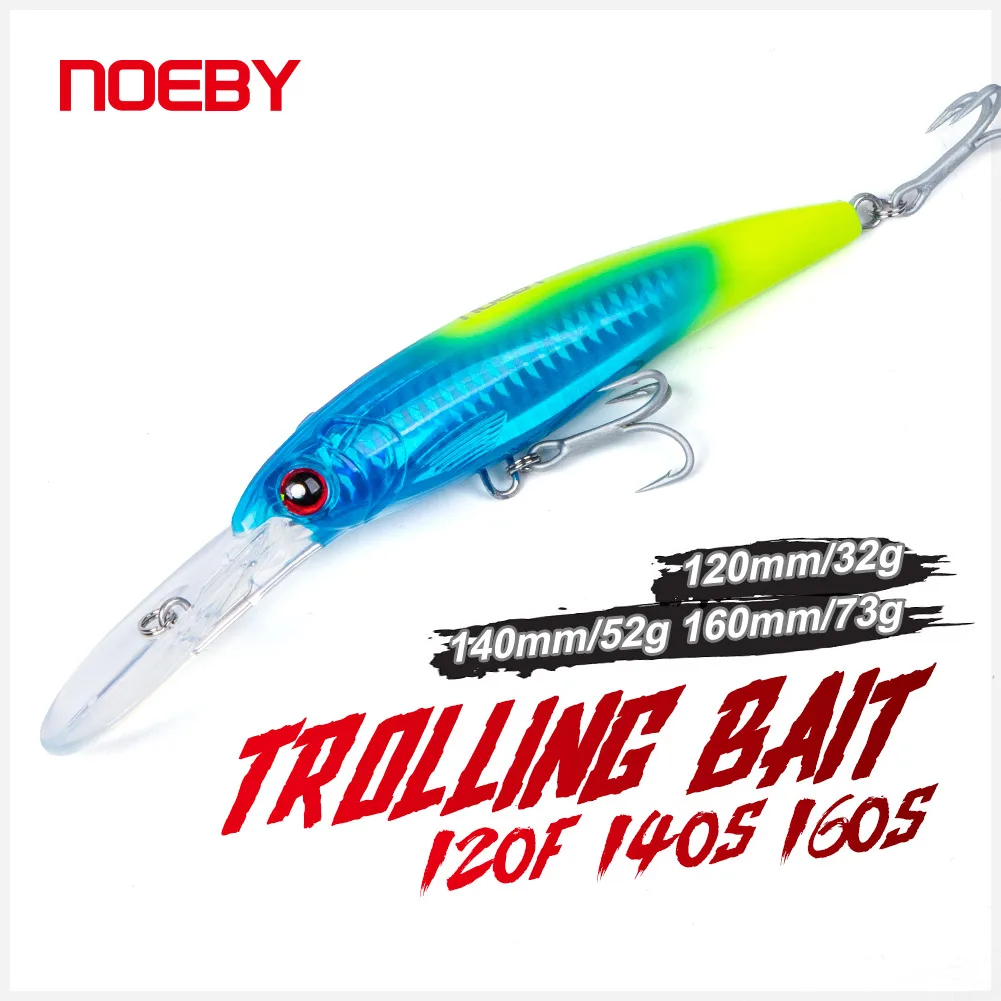 Noeby Trolling Minnow Fishing Lures 12 14 16cm 32 52 73g Floating ...