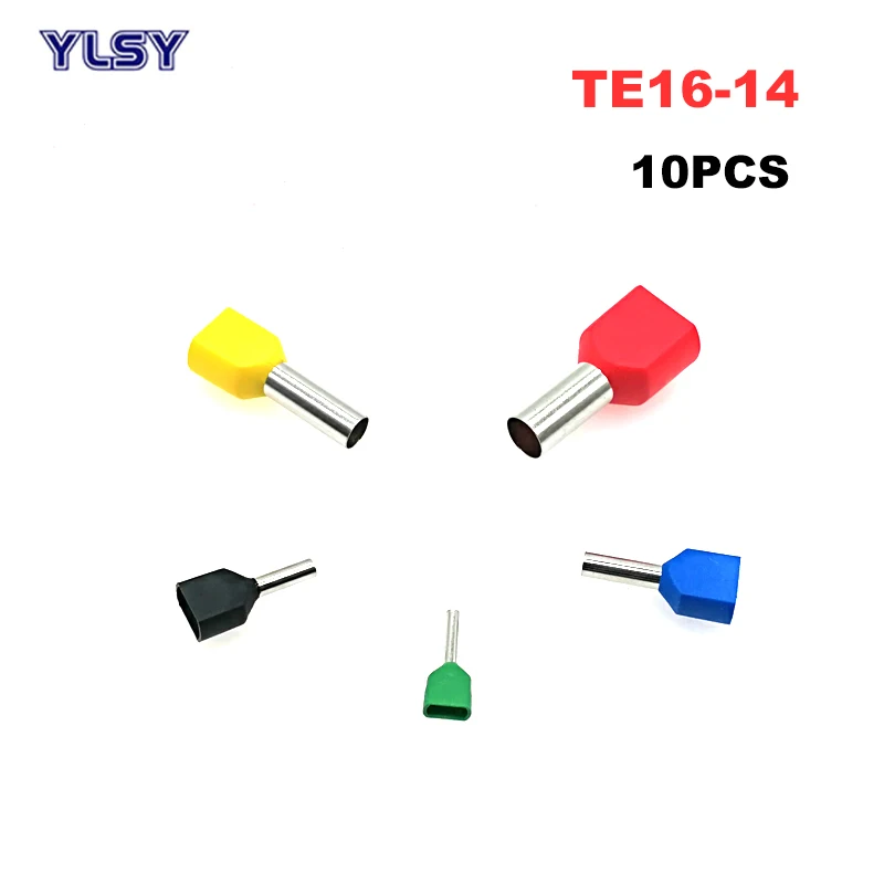 10pcs Dual Wire Tube Ferrule Insulated Crimp Terminals TE16 14 Pipe ...