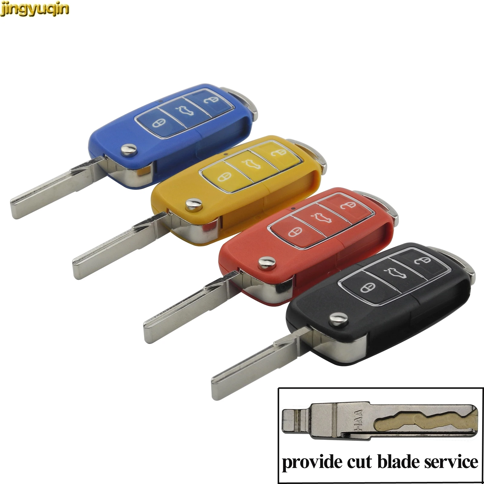 jingyuqin Uncut/Cut Blade 3 Buttons Car Key Shell Fob for Skoda for VW ...