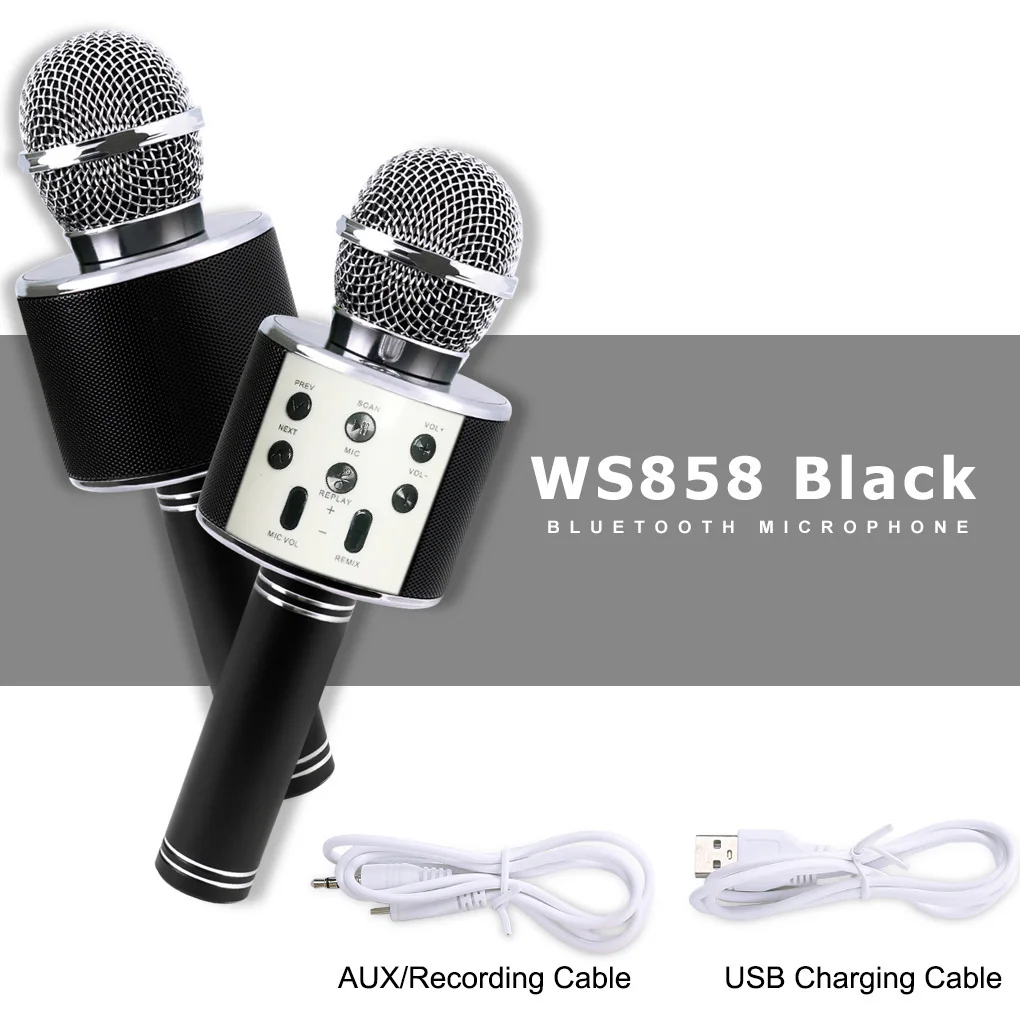 WS858 портативный Bluetooth караоке микрофон беспроводной Профессиональный динамик домашний KTV ...