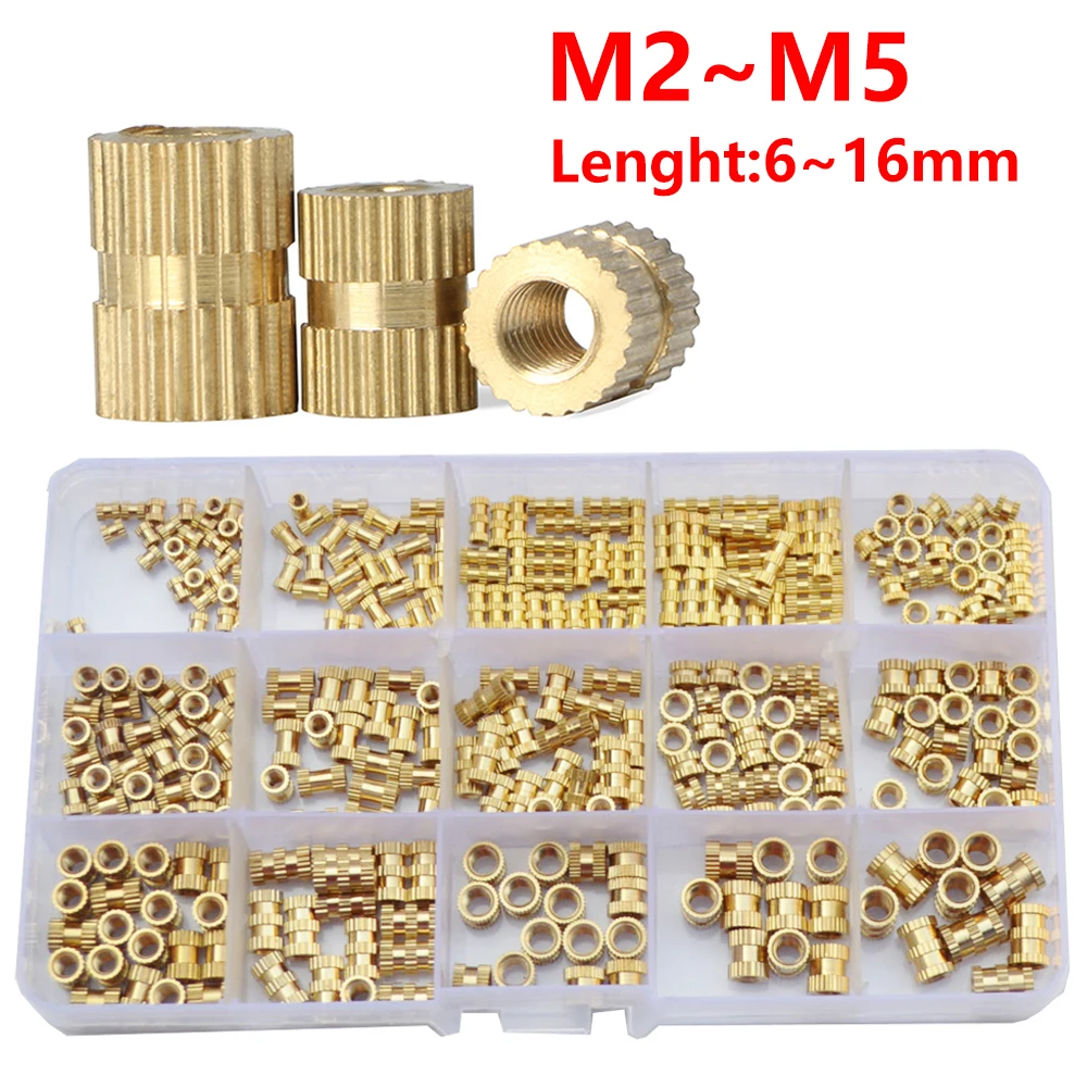 M2-M3-M4-M5-Brass-Knurl-Insert-Nuts-Copper-Threaded-Embedded-Nutsert ...