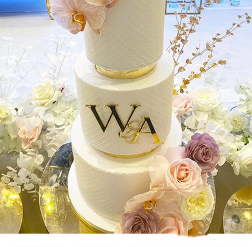 Personalized Initials Wedding Cake Topper/Custom Cake Name Plaque/Cake ...