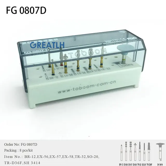 5Types Dental Lab Burs Dental Teeth Polishing Drills Preparation Kit ...