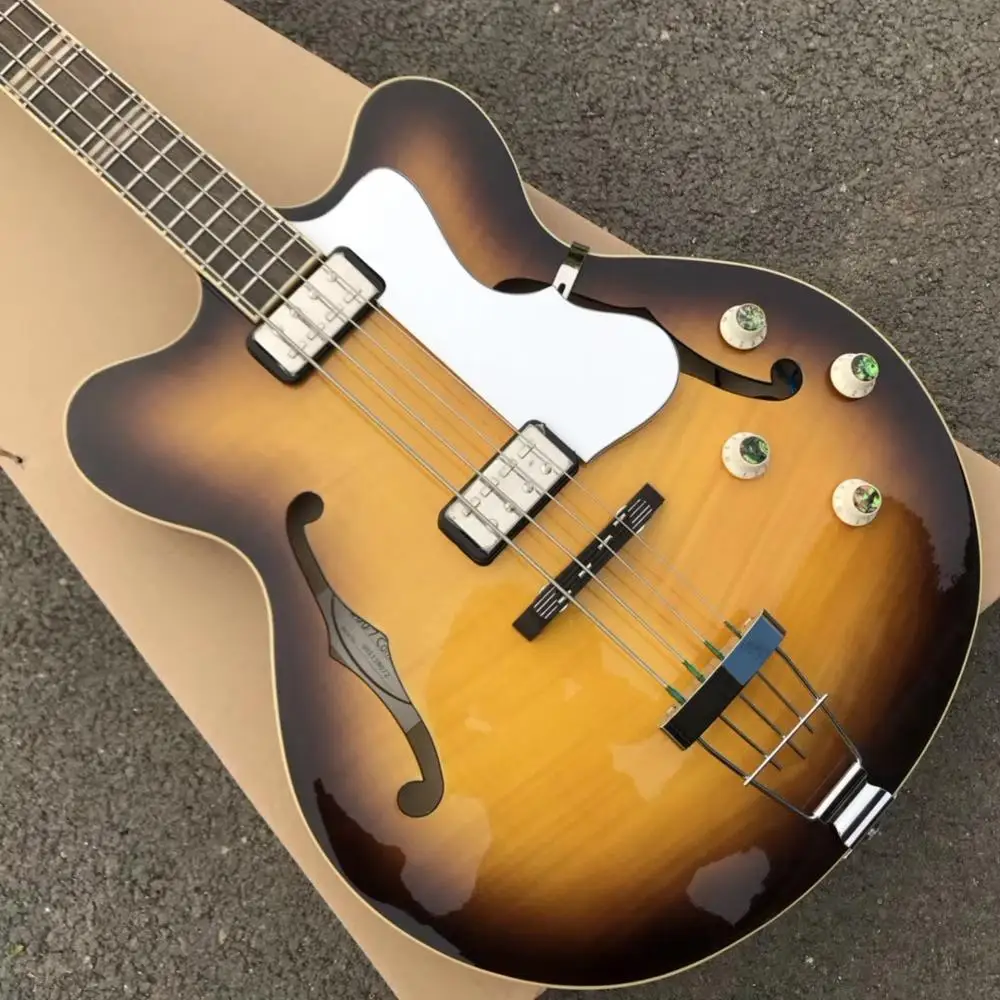 free shipping thin body bass VINTAGE SUNBURST Hofner Verythin Bass HCT ...