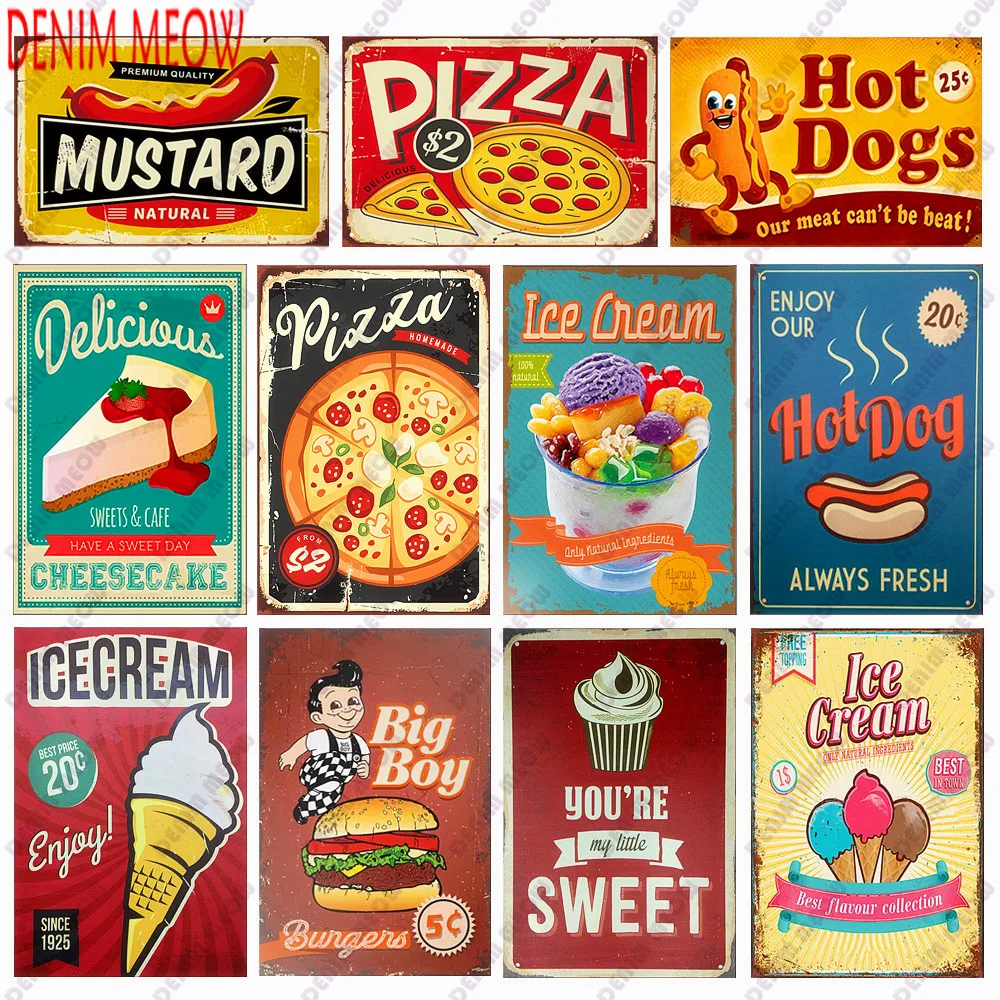 Pizza-Metal-Sign-Plaque-Vintage-Fast-Food-Tin-Sign-Ice-Cream-Wall-Decor ...