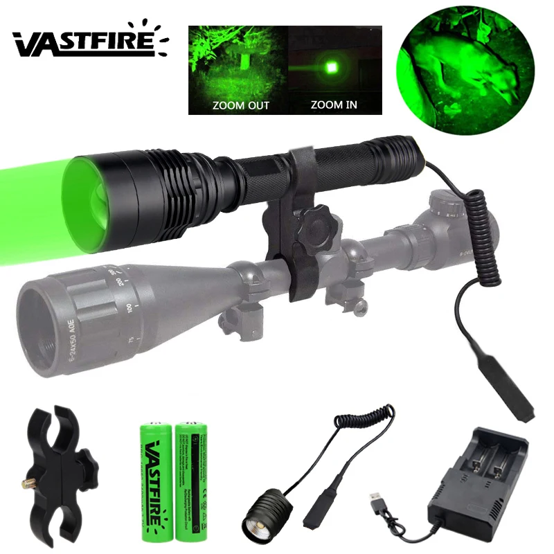 T6 10000 Lumens Green Led Flashlight Detachable Rechargeable Torch ...