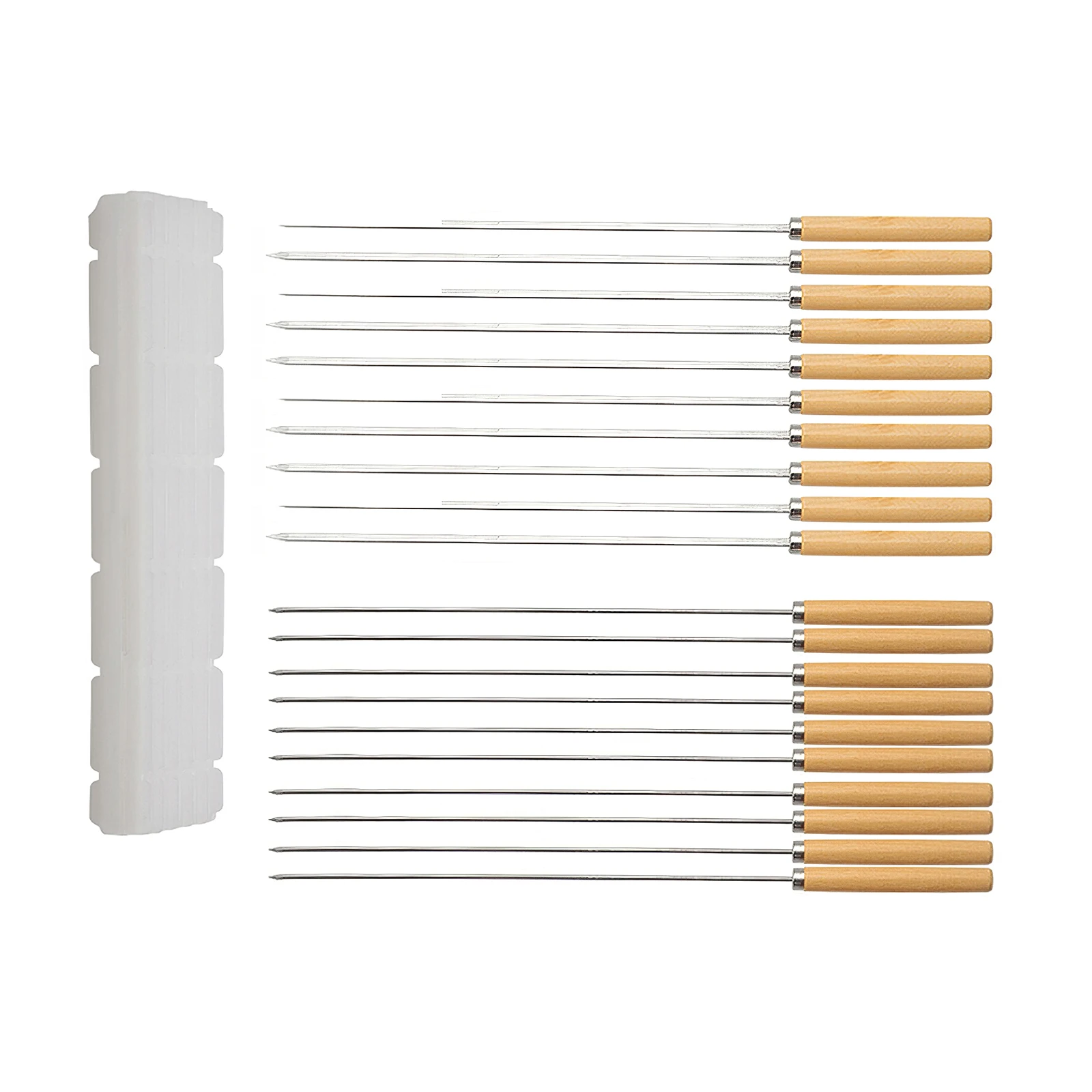 21Pcs Barbecue Stick BBQ Roasting Needle With Wooden Handle Grilling ...