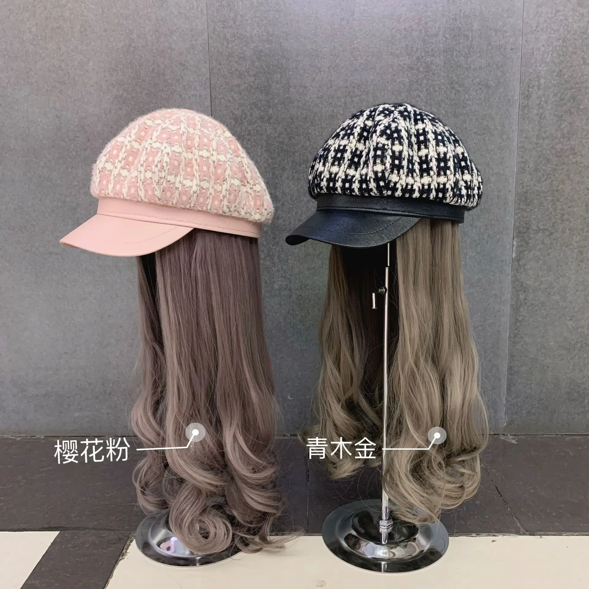 Octagonal Hat Women | Patchwork Hat | False Hair | Visors Cap | Cap ...