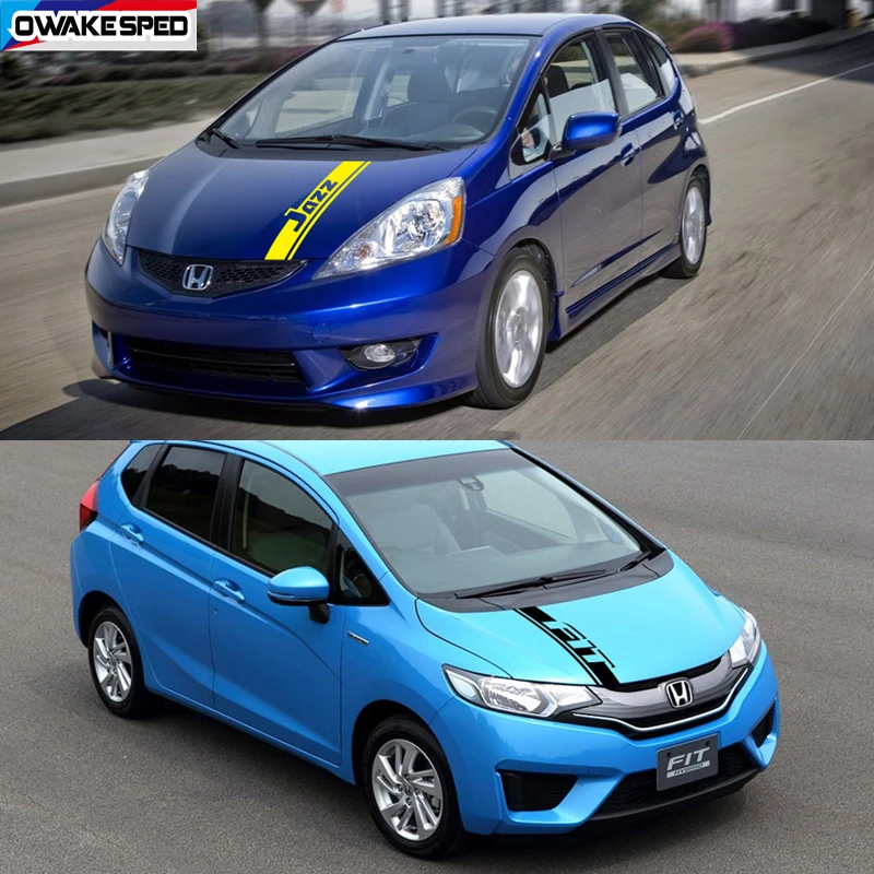 Sport-Stripes-Car-Hood-Bonnet-Sticker-For-Honda-Fit-Jazz-Automobile ...