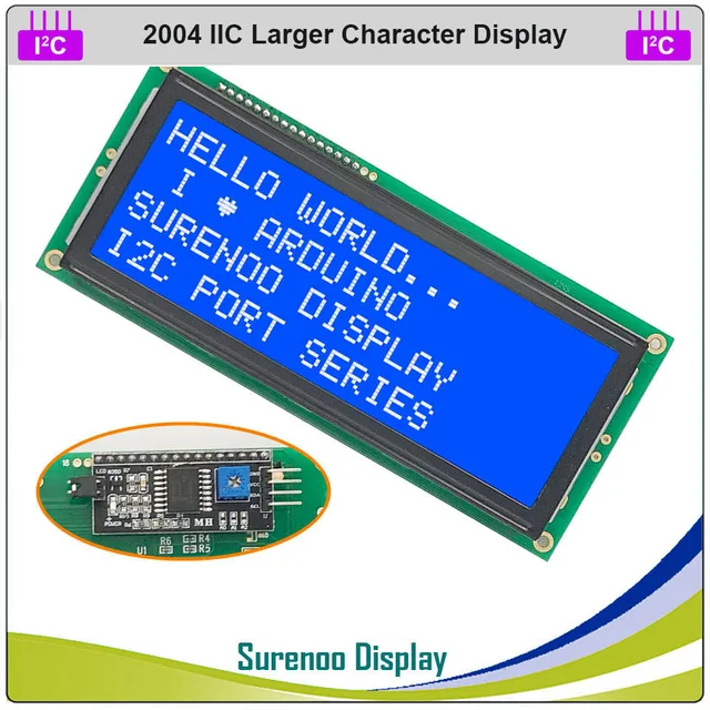 Serial IIC / I2C / TWI 2004 204 20*4 Larger Character LCD Module Display Yellow Green Blue FSTN ...