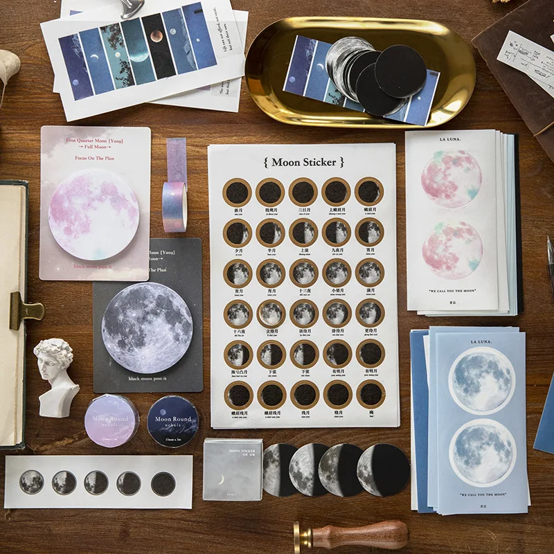 Moon-Star-Theme-Washi-Masking-Tape-Sticker-Memo-Pad-Set-For-Journal ...