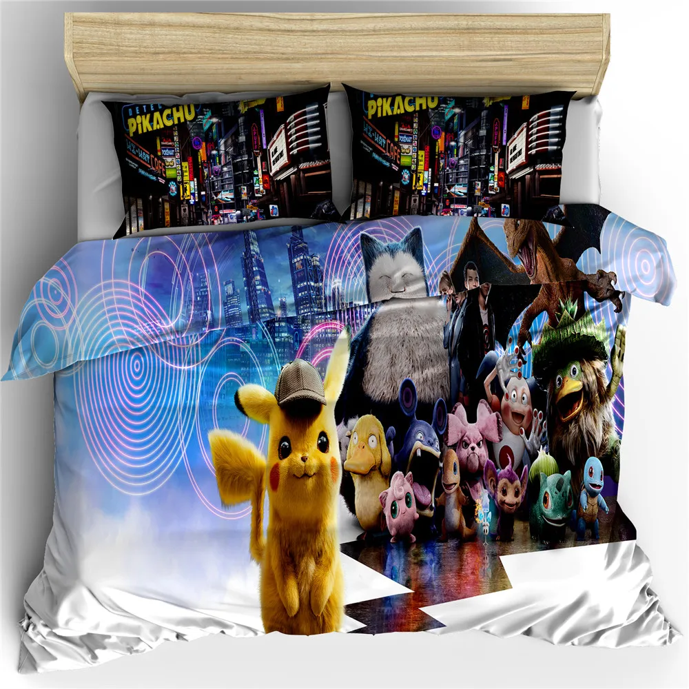 Kawaii Pokemon Cartoon Linen Bedding Set - KawaiiMerch.com