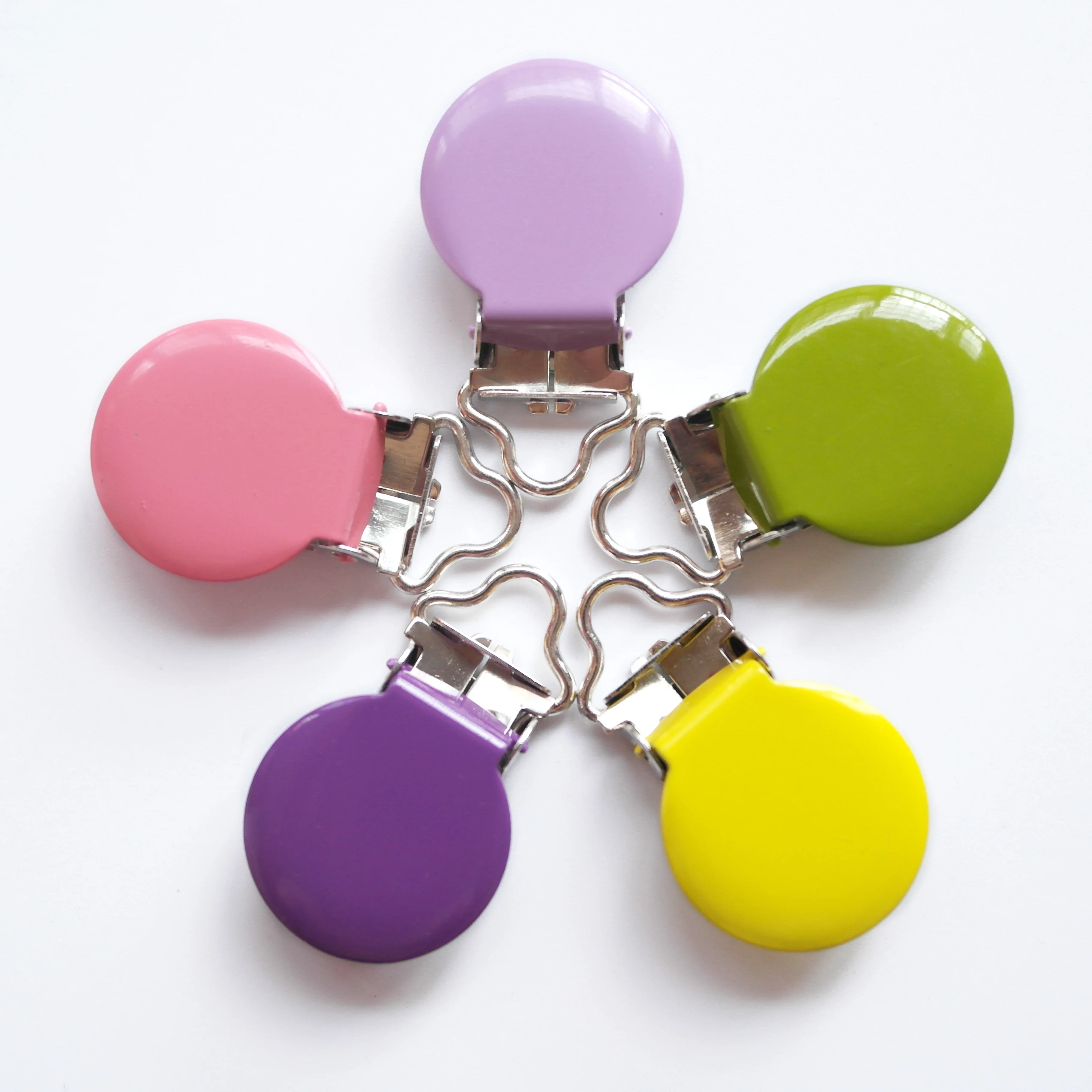 22-pcs-lot-Baby-Solid-Color-Round-Pacifier-Clip-Holders-Metal-Suspender ...
