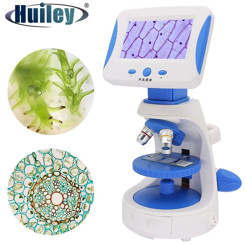 Portable 2000X Biological Microscope Top Bottom LED Light 4.3 inch HD ...