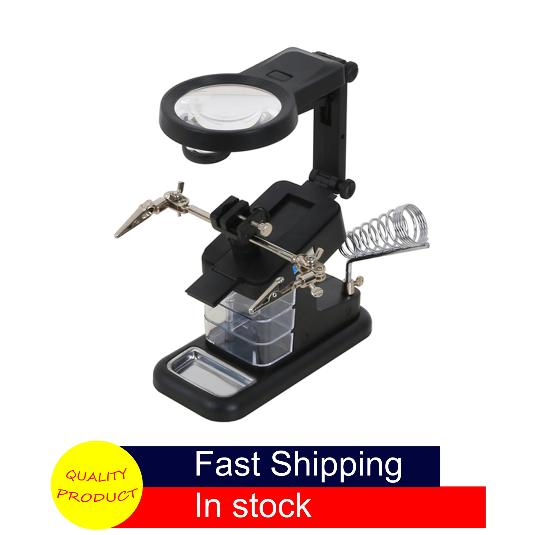 Welding-Magnifying-Glass-with-LED-Light-3X-4-5X-25X-Lens-Auxiliary-Clip ...