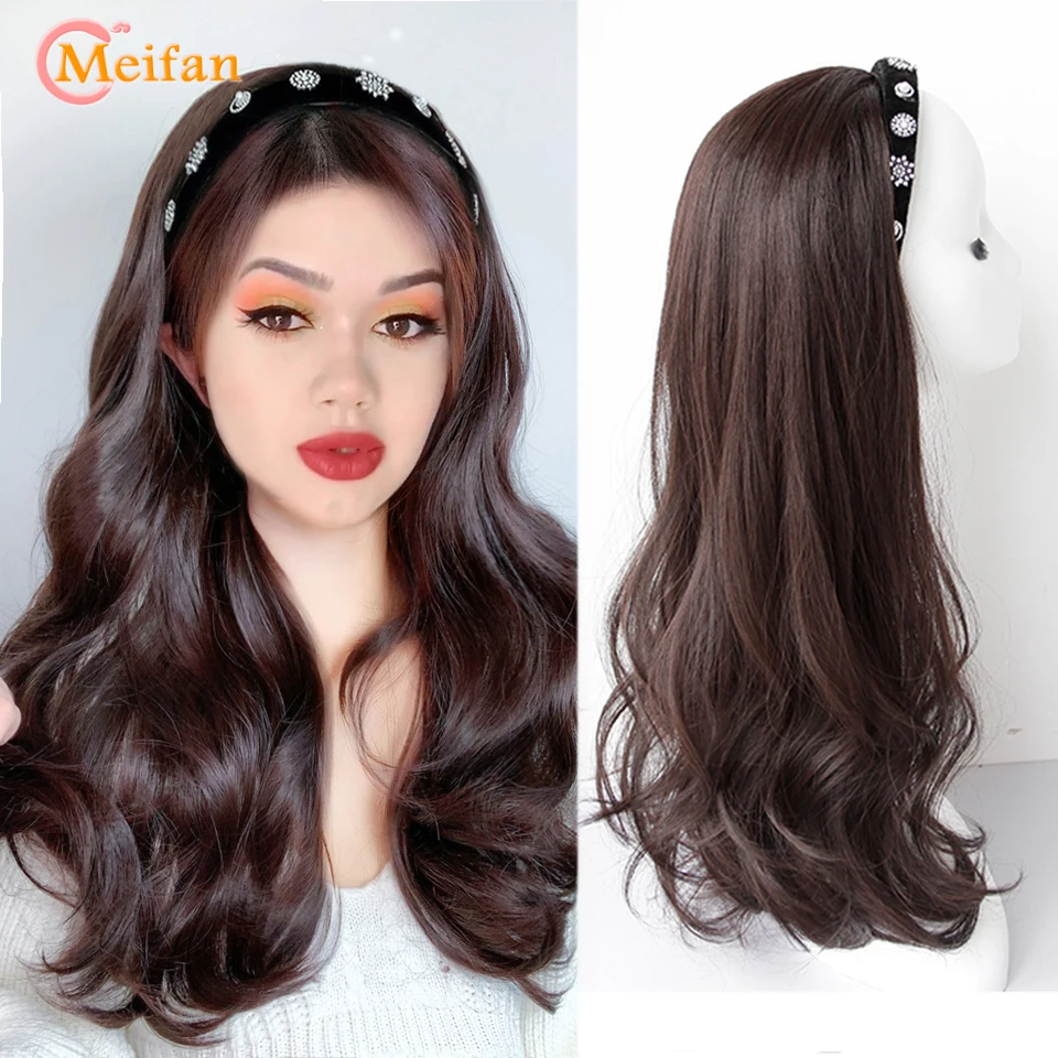 Mèche extensions,perruque synthétique lisse et longue, postiche u-part ...