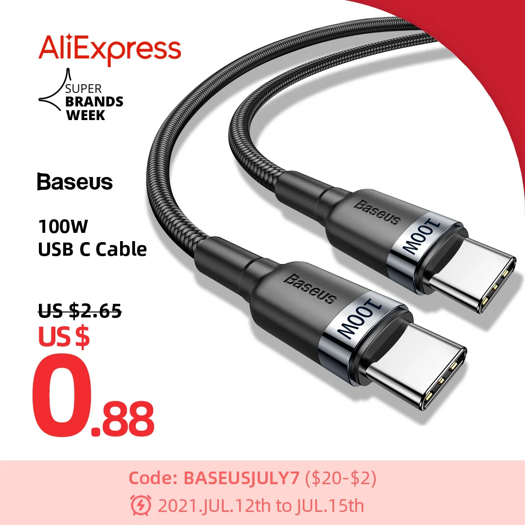 BASEUS 100W USB C 유형 케이블 USBC PD 빠른 충전기 전자 코드 USB-C 5A - 티몬