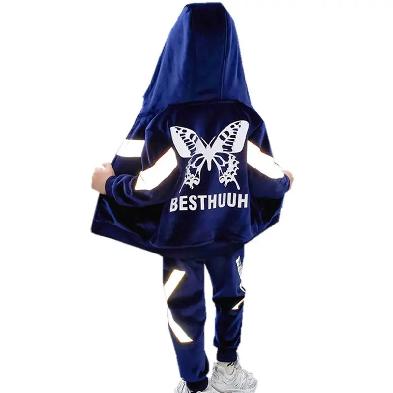 Spring Autumn Kids Boys Reflective Jacket Pants Clothes Set Fashion ...
