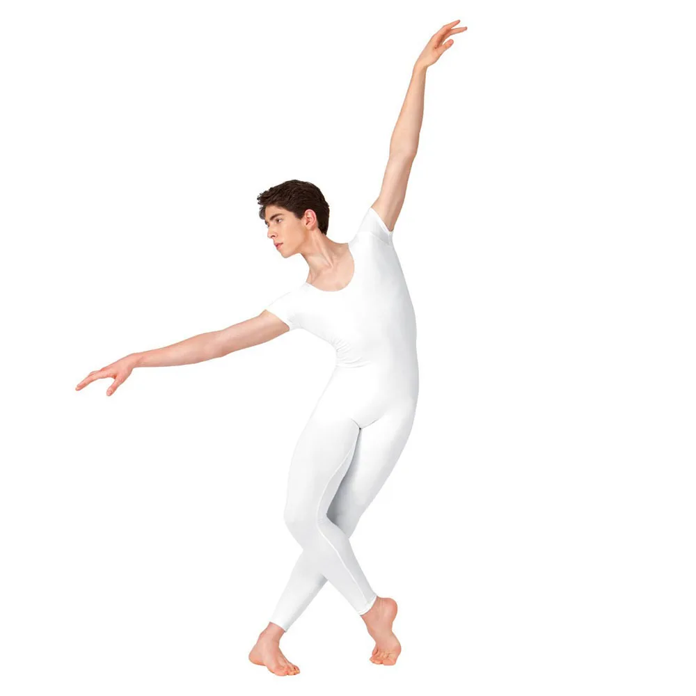 Mens black Short Sleeve One Piece Lycra Ballet Unitard Full Body Dance ...