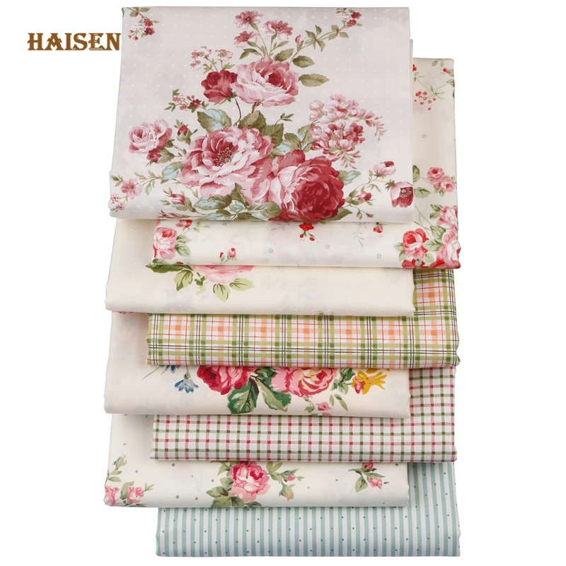 Haisen-8-patterns-Rose-Flowers-Printed-Cotton-Fabric-Twill-Cloth-For ...