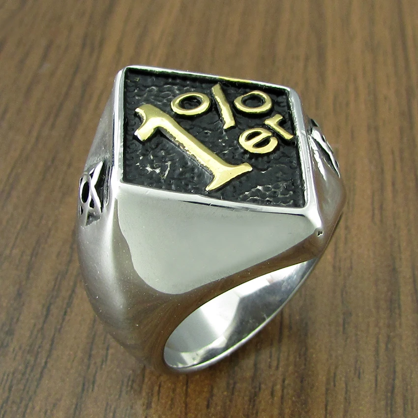 Punk Indirect Gold Color Plated 316L Stainless Steel 1% er Biker Ring ...
