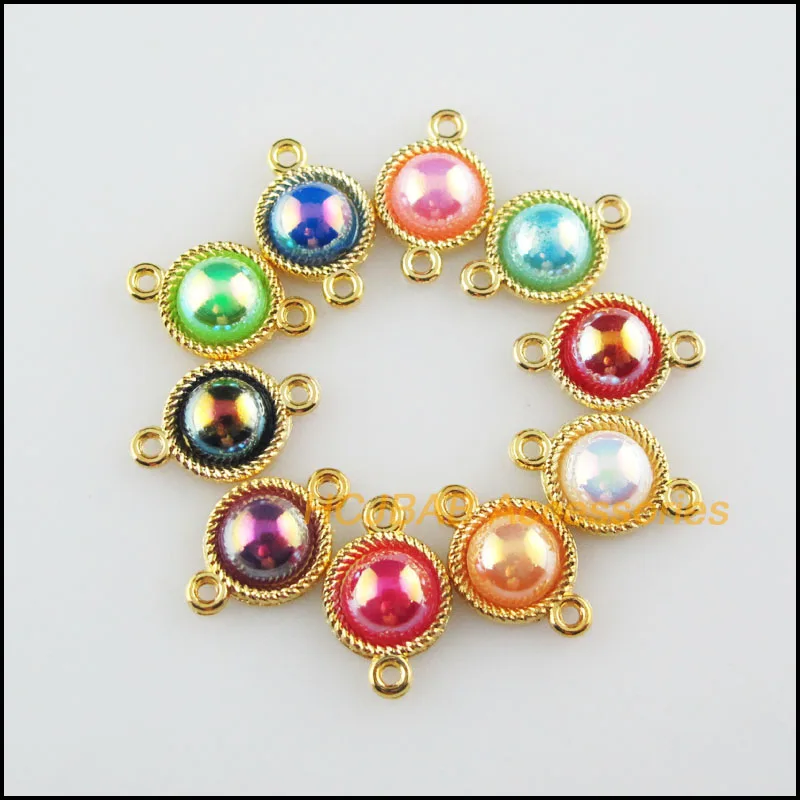 30 New Round Mixed Charms Acrylic Gold Color Connectors Circle Frame ...