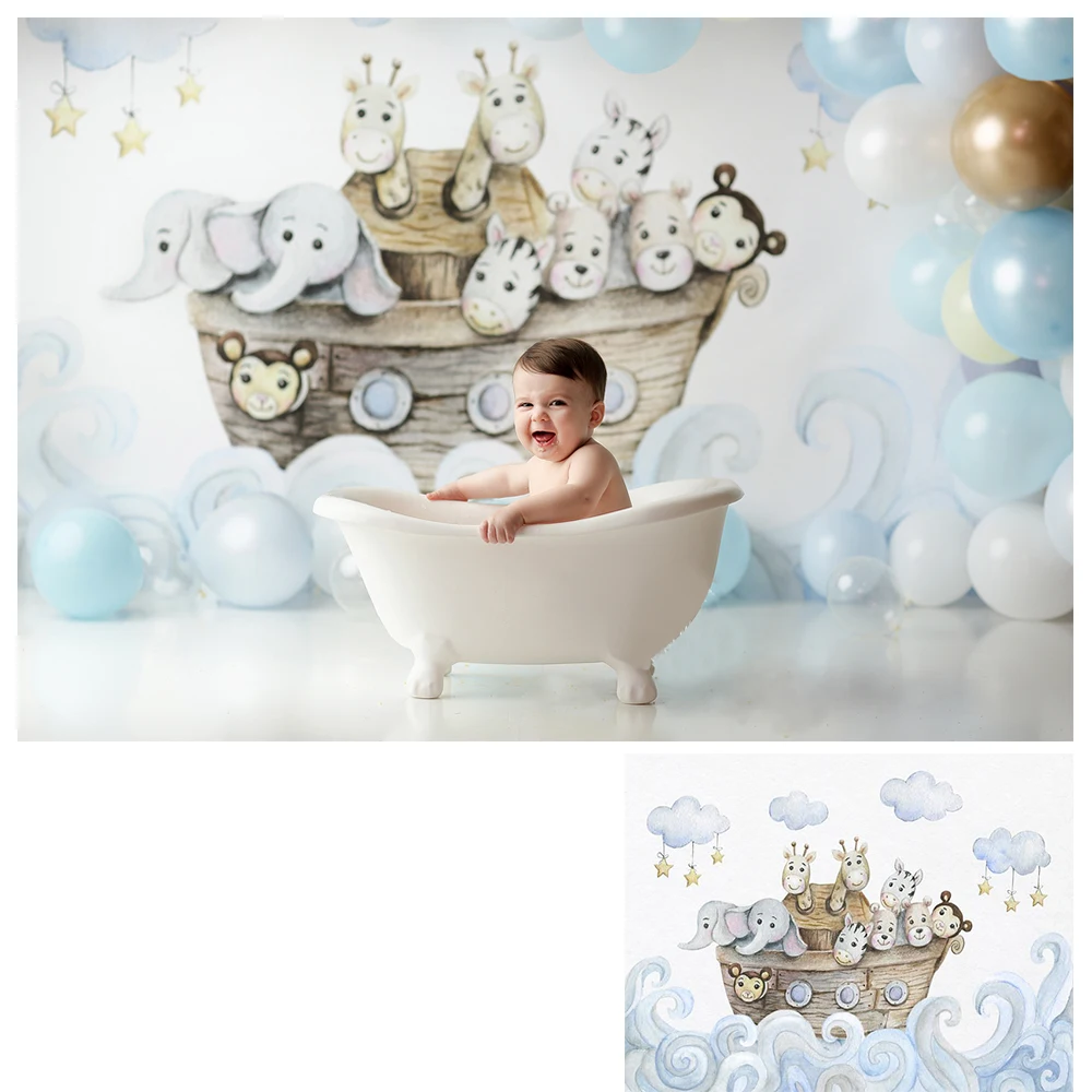 Photography Backdrop Cute Animals On Cloud Background Pastel Photo ...