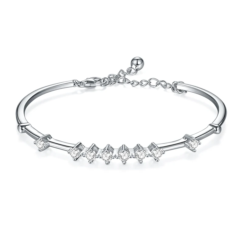 925 Sterling Silver Bracelets 3 0mm 8p D Color Moissanite Diamond Round