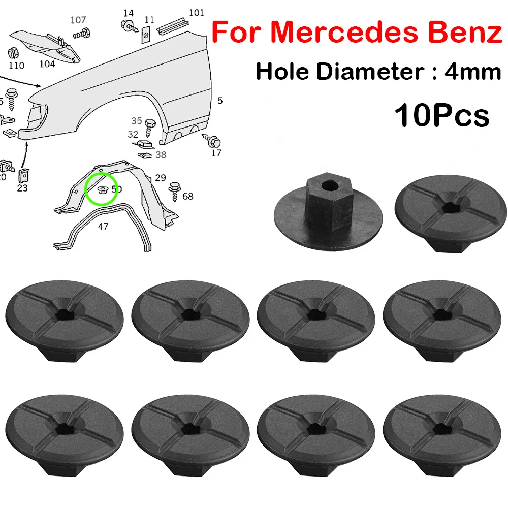 10Pc 4mm Fender Mud Flap Splash Guard Wheel Arch Bumper Clip Nut For ...