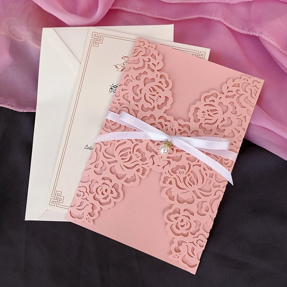 Elegant Wedding Invitations With Brooches