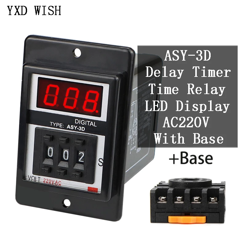 ASY 3D 타이머 Relay AC 220V Time Relay 와 Socket ASY Series 220VAC 타이머 Relay|릴레이| - AliExpress