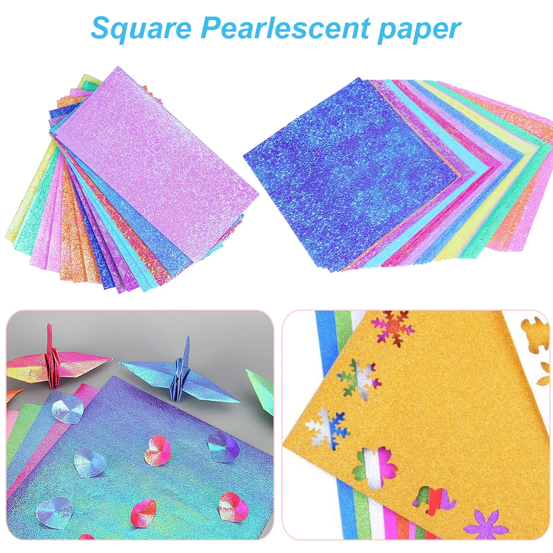50pcs/set Single Side Shining Folding Solid Color Papers Kids Handmade ...