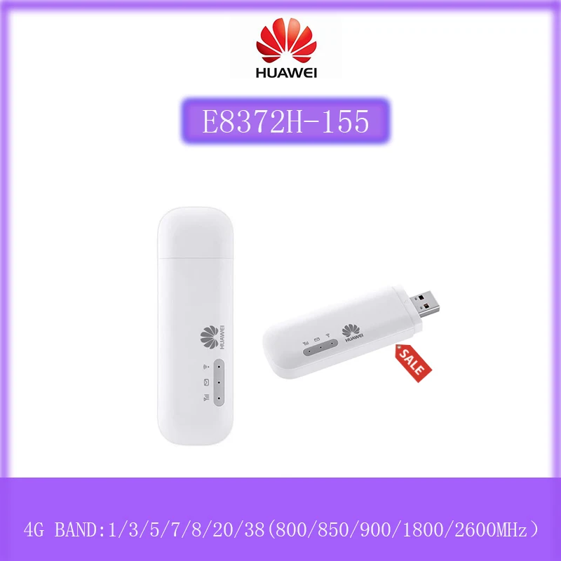 Unlocked Huawei E8372h-155 USB WiFi Modem 4G 150Mbps LTE FDD Band 1/3/5/7/8/20 TDD Band 38/40/41 ...