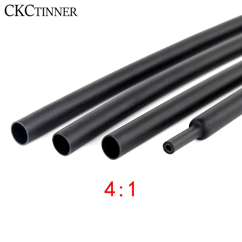 1M/lot 4:1black heat shrink tube with double wall glue wire sleeve cable sleeve adhesive kit 4/6 ...