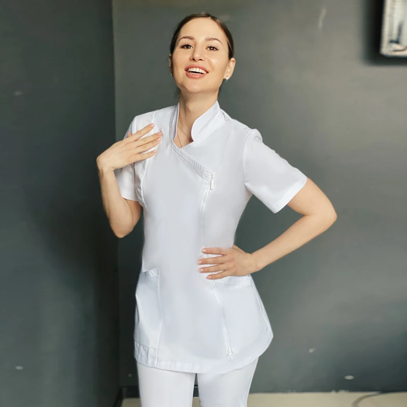 Health Centre Female White Work Uniform Beauty Hospital Nurse Uniform ...